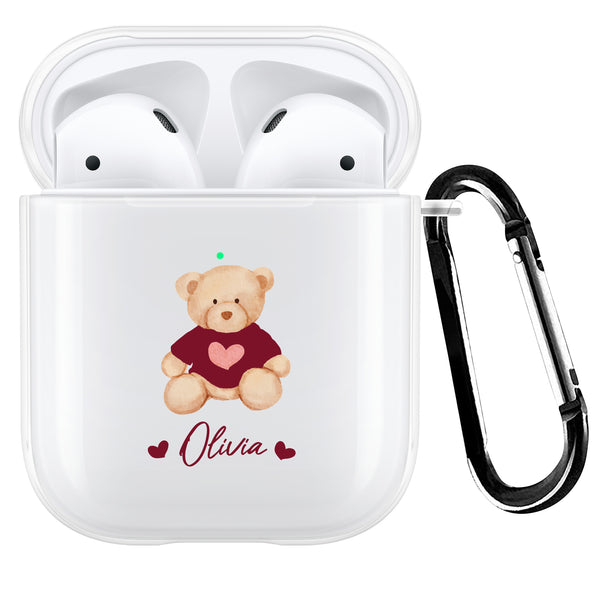 Personalised Burgundy Teddy Bear AirPod Case – LoveCases