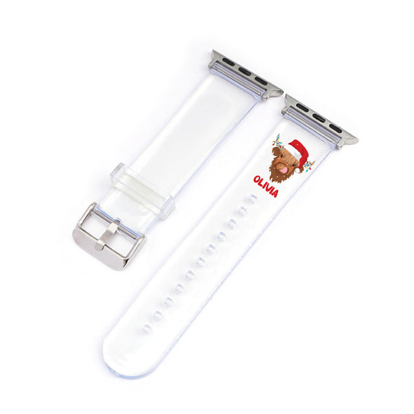 Personalised Santa Highland Cow Clear Smartwatch Strap – LoveCases